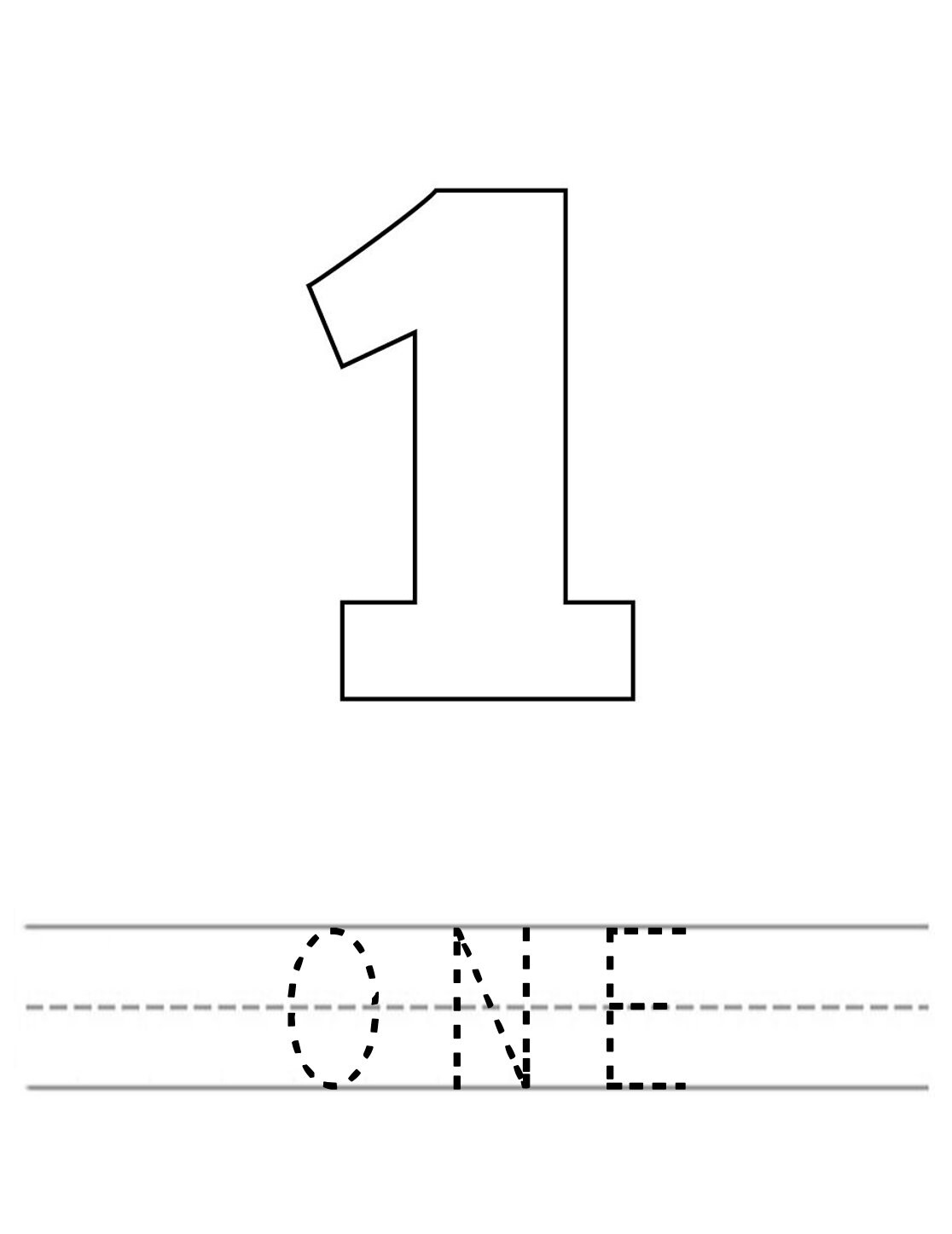 Number 1 Recognition and Tracing Worksheet - Plain - Etsy