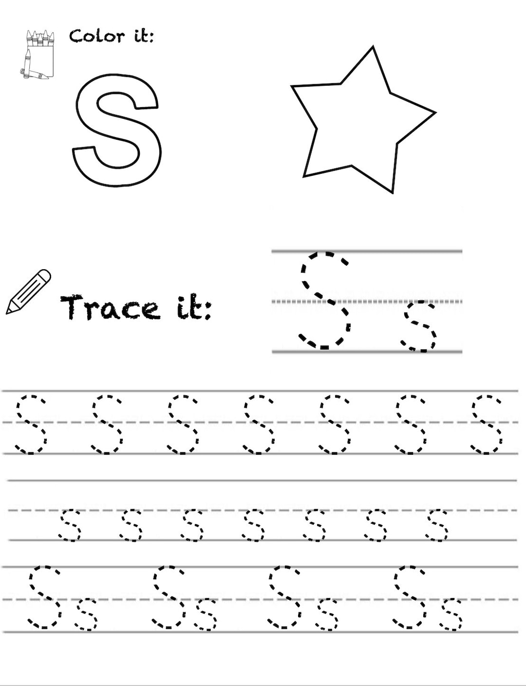 Alphabet Tracing & Identification - Letter S - Etsy