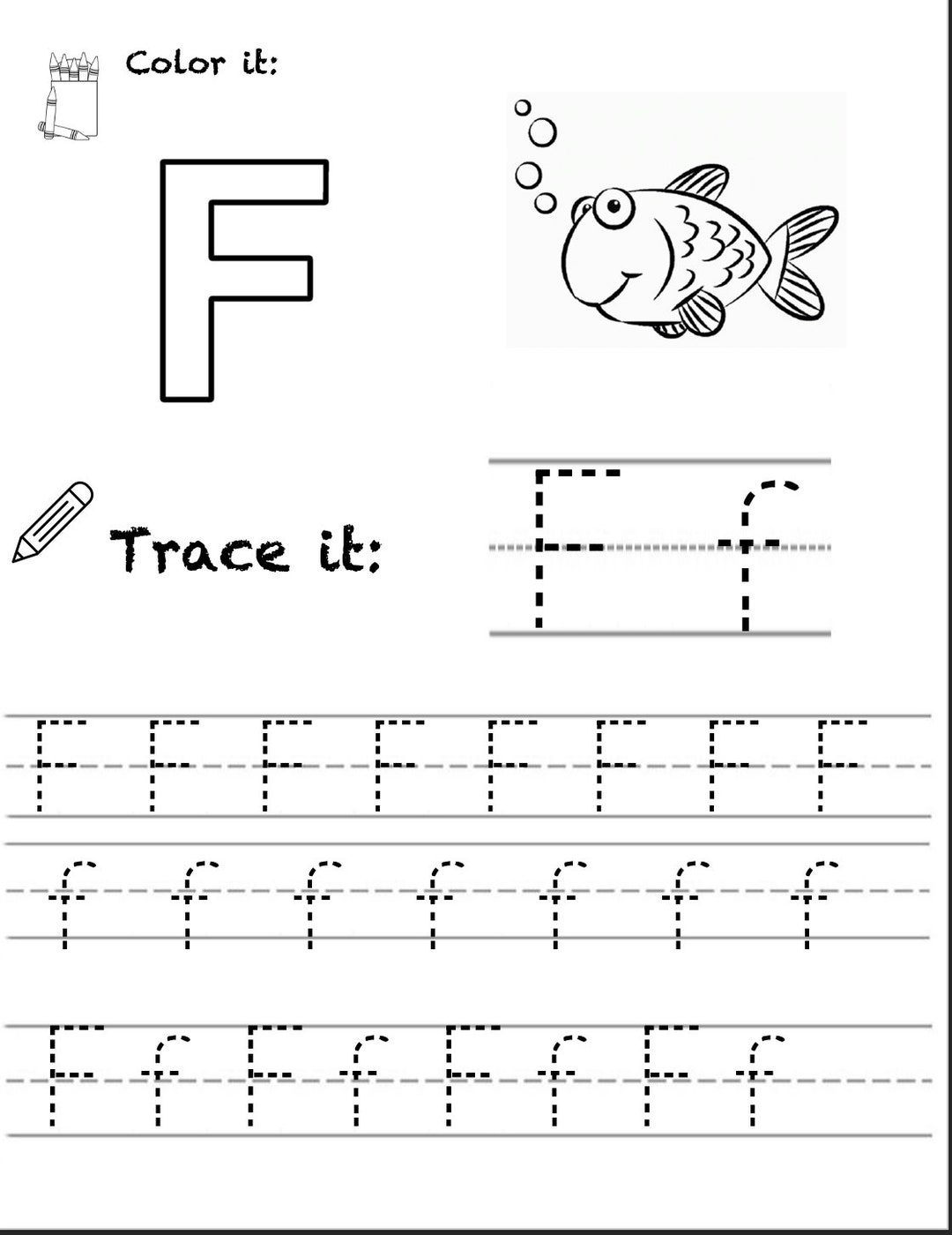 Alphabet Tracing & Identification - Letter F - Etsy