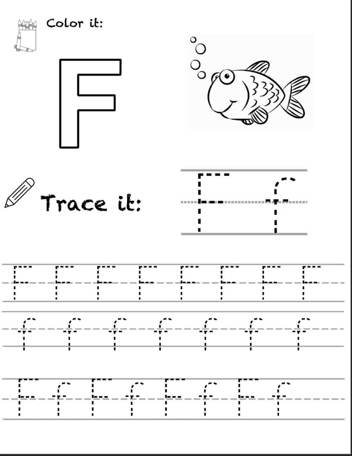 Alphabet Tracing & Identification - Letter F - Etsy