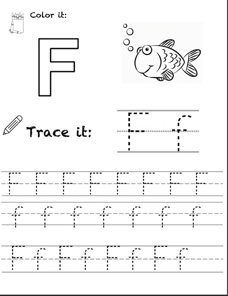 Alphabet Tracing & Identification - Letter F - Etsy
