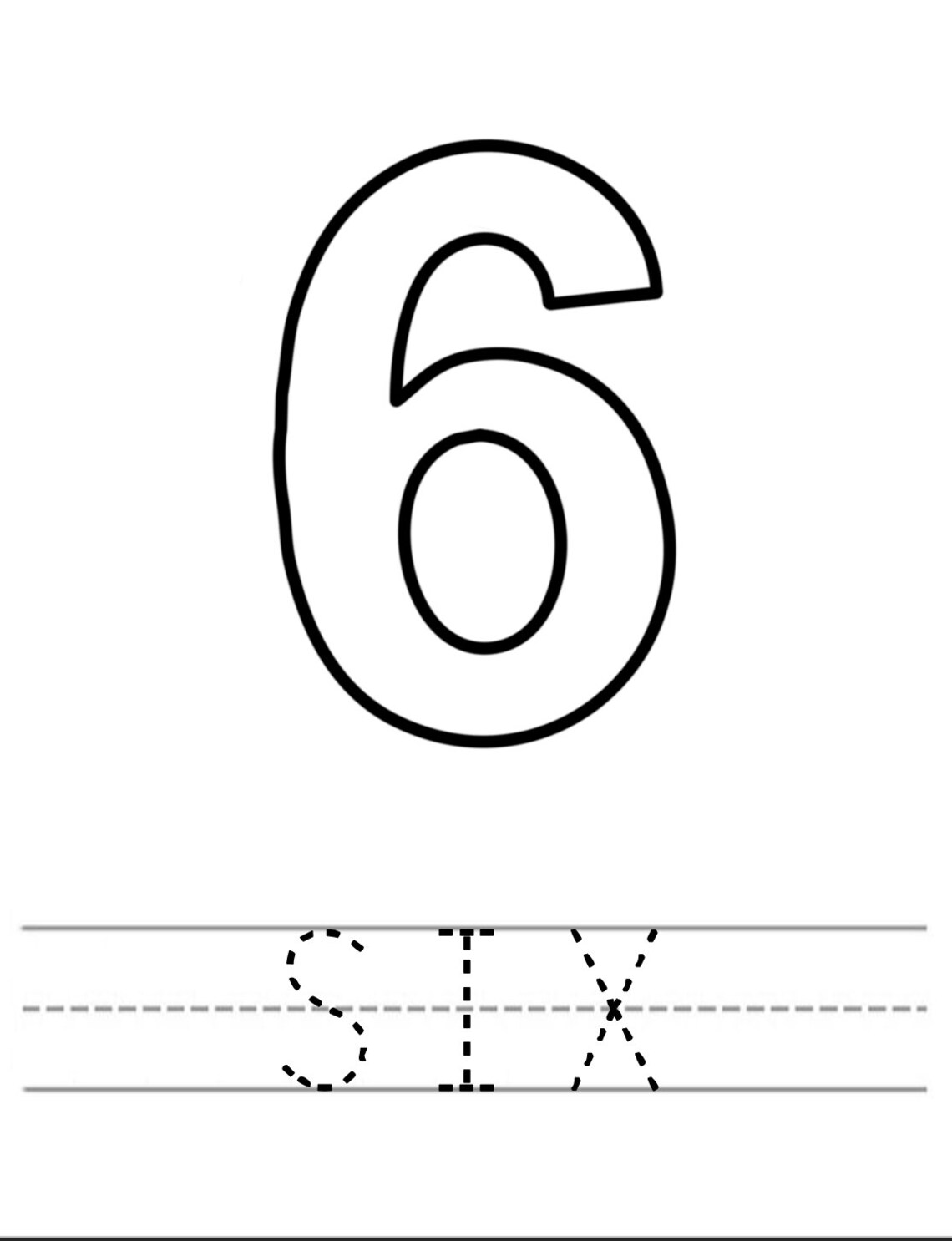 Number 6 Recognition and Tracing Worksheet - Plain - Etsy