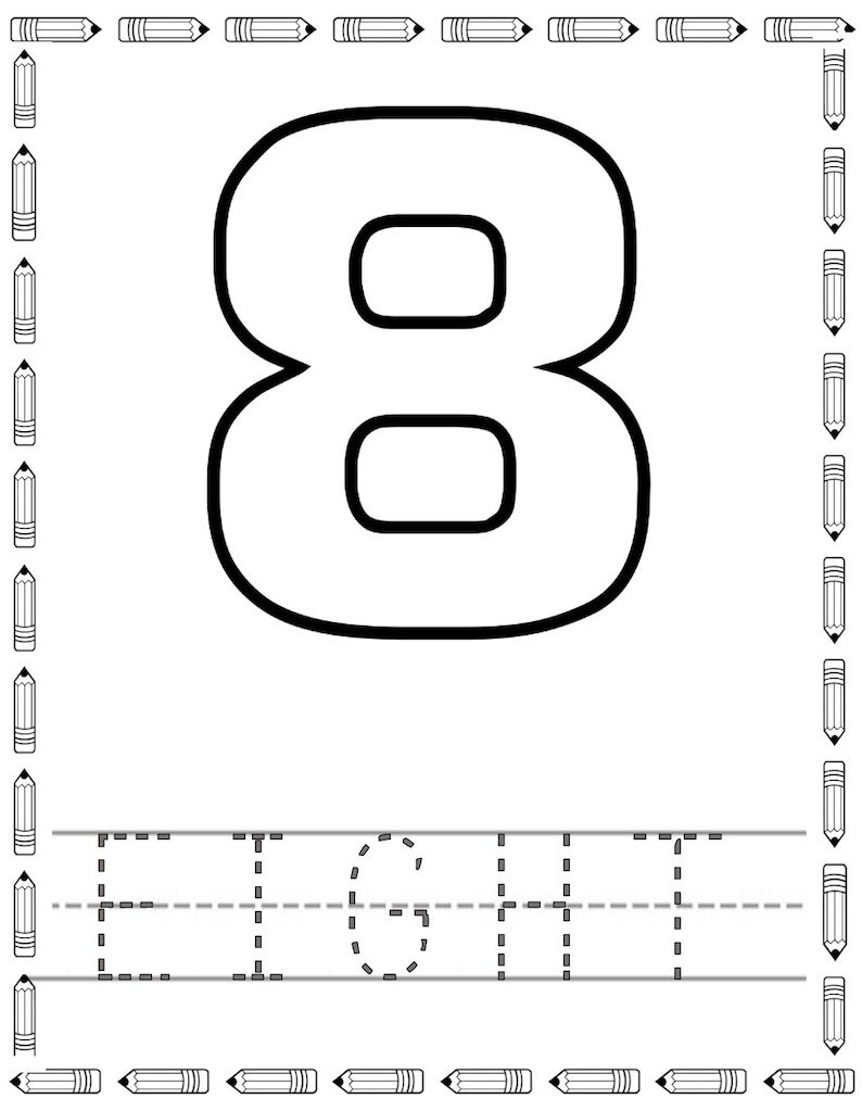 Number 8 Recognition and Tracing Worksheet - Pencil - Etsy