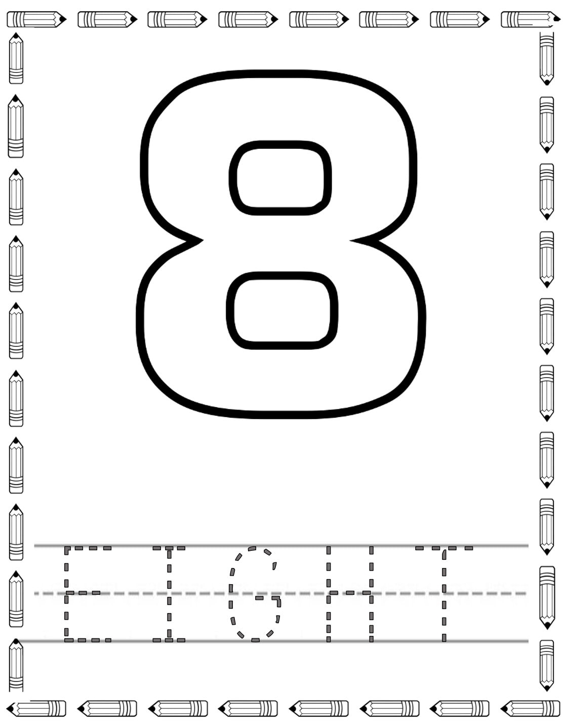 Number 8 Recognition and Tracing Worksheet - Pencil - Etsy