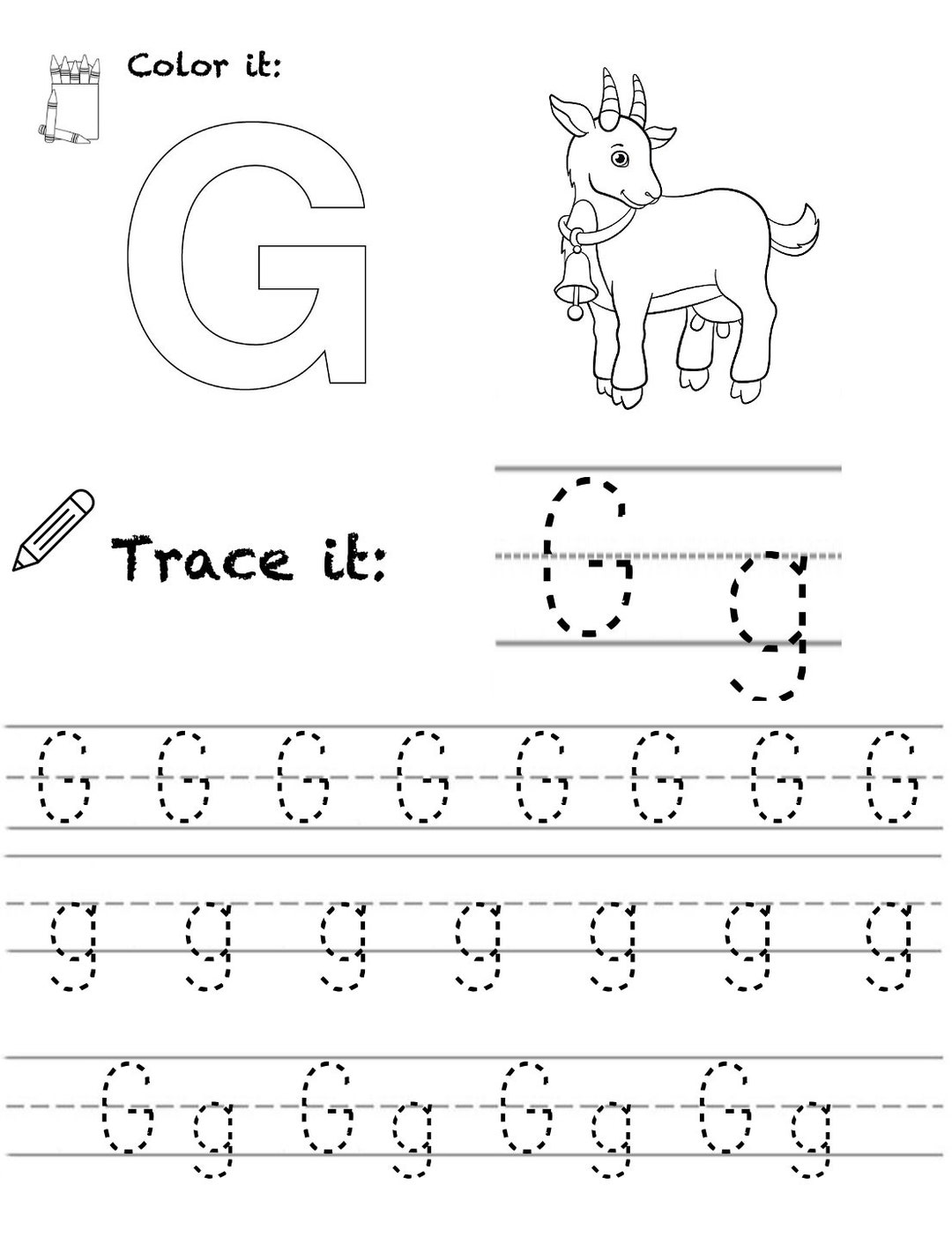 Alphabet Tracing & Identification - Letter G - Etsy