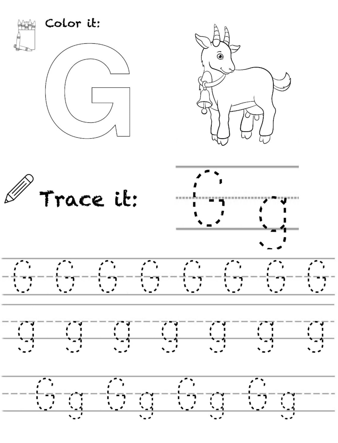Alphabet Tracing & Identification - Letter G - Etsy