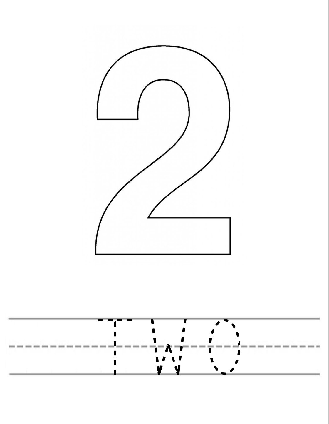 Number 2 Recognition and Tracing Worksheet - Plain - Etsy