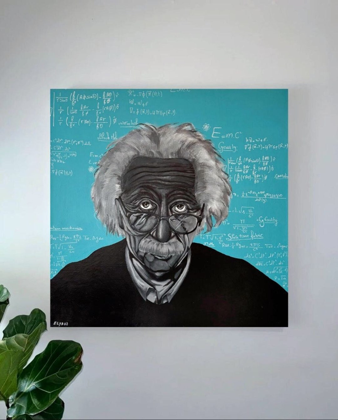 Portrait, Albert Einstein, Math, Acrylic Paint, Canvas, Canvas Board ...