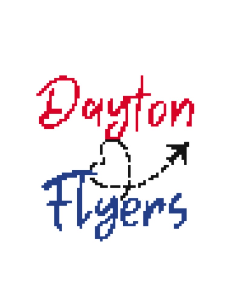 Dayton Flyers With Heart and Plane Cross Stitch Pattern - Etsy