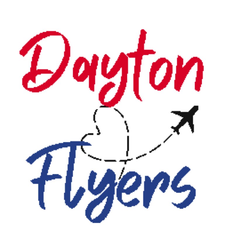 Dayton Flyers With Heart and Plane Cross Stitch Pattern - Etsy