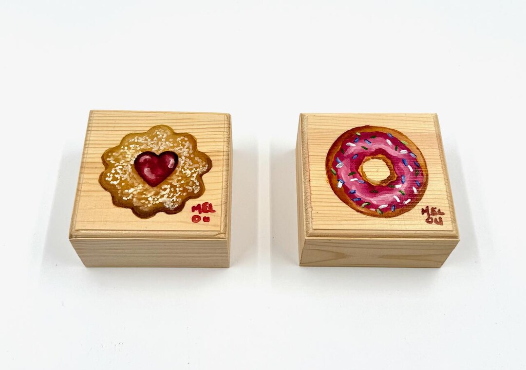 Hand-painted Wooden Box | Linzer Cookie or Donut Design - Etsy