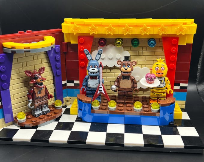 Fnaf Custom Moc Stage Set Five Nights Freddys Brick Freddy Chica Bunnie ...