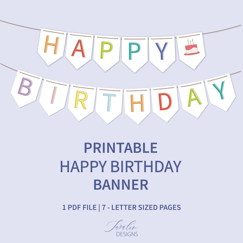 Downloadable/printable Happy Birthday Pastel Flags Bunting Banner - Etsy