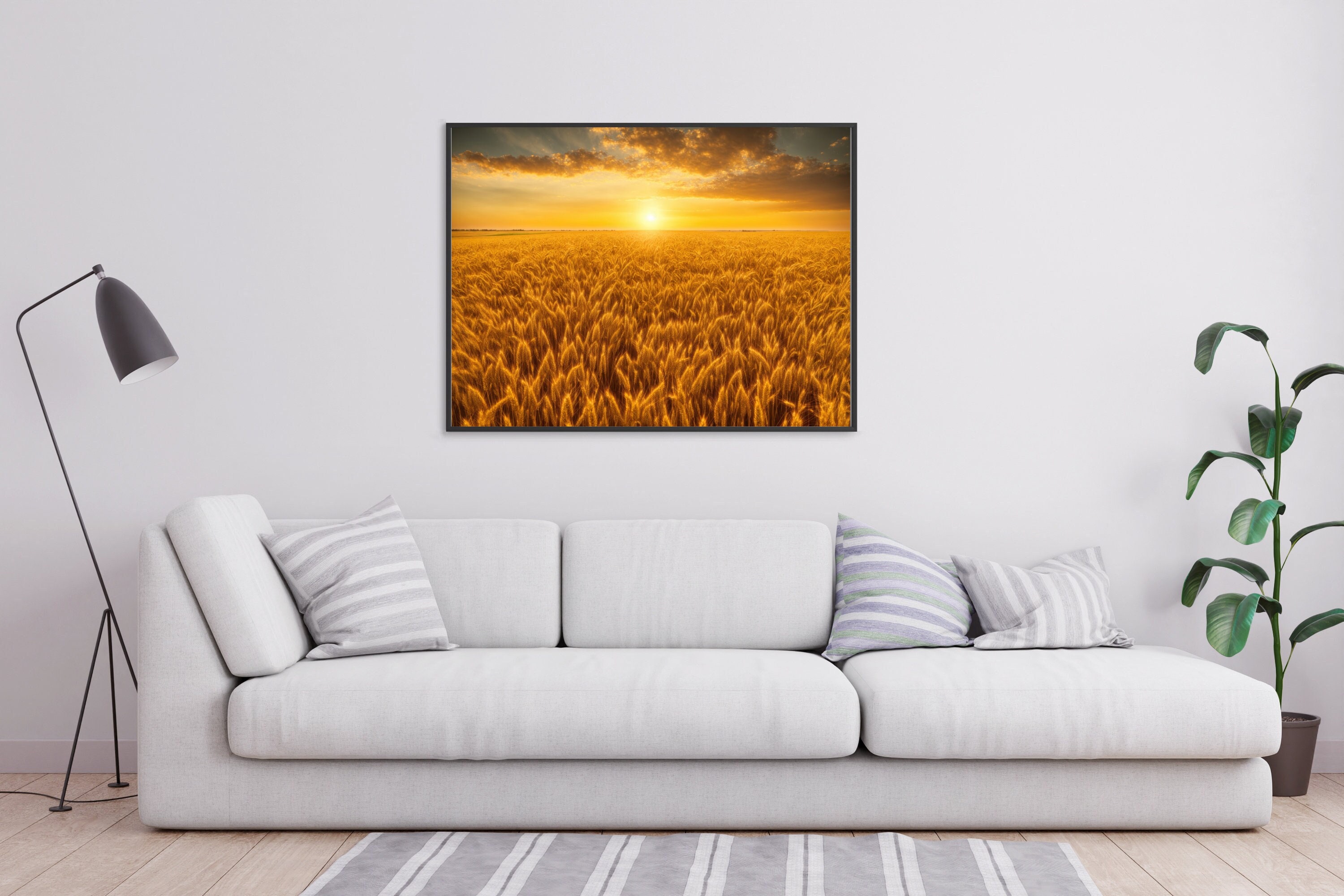 Prairie Wheat Field With Golden Sunset Wall Art Digital Download ...