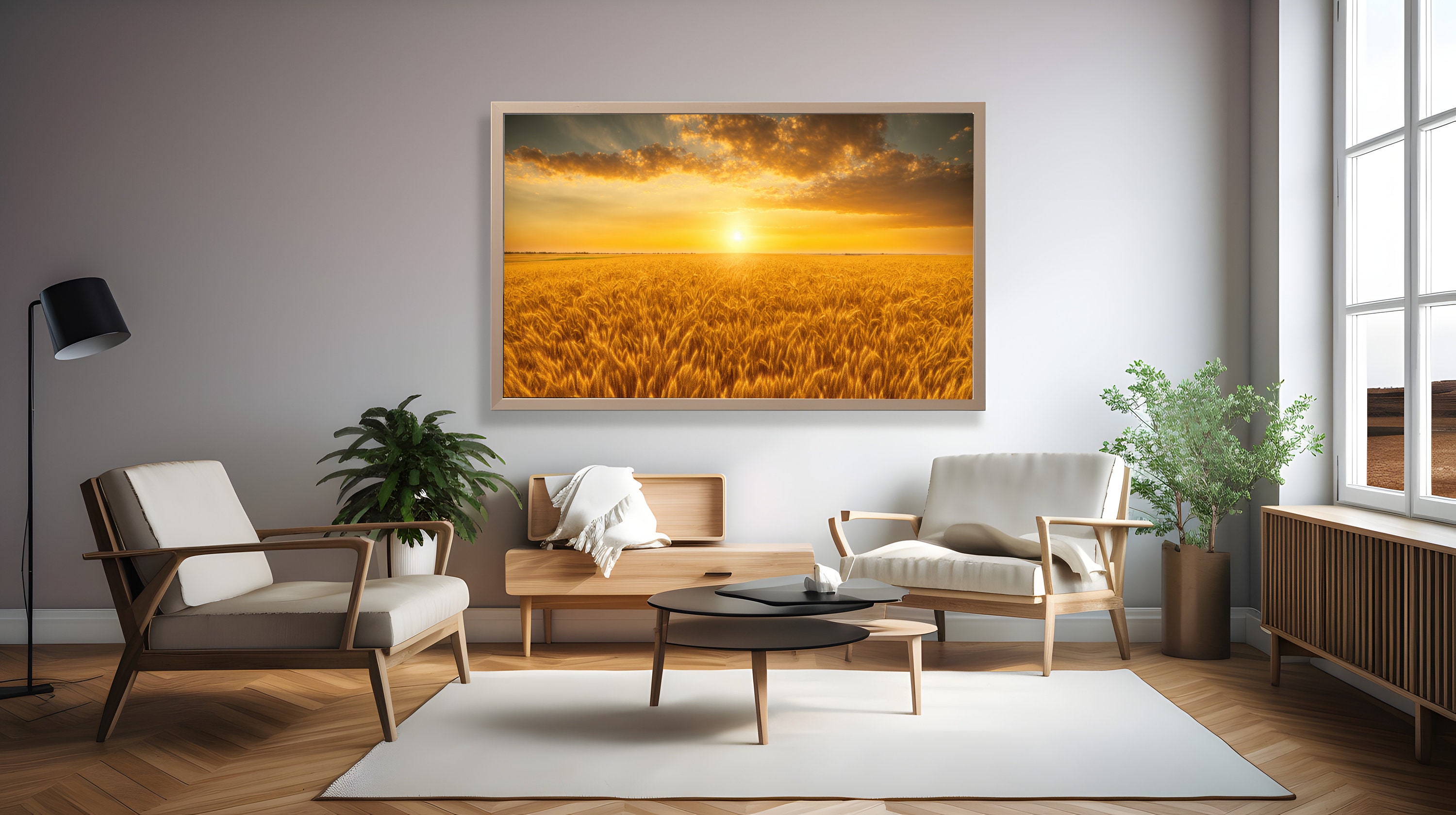 Prairie Wheat Field With Golden Sunset Wall Art Digital Download ...
