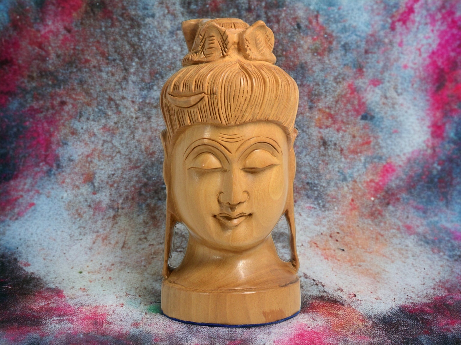 Shiva Head Statue Wooden Figurine Handcrafted for Home Room Office Desk ...