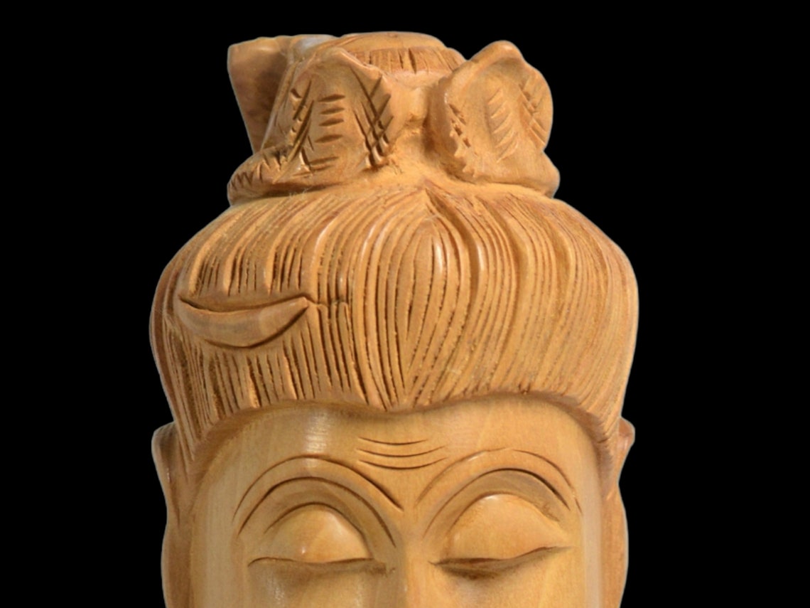 Shiva Head Statue Wooden Figurine Handcrafted for Home Room Office Desk ...