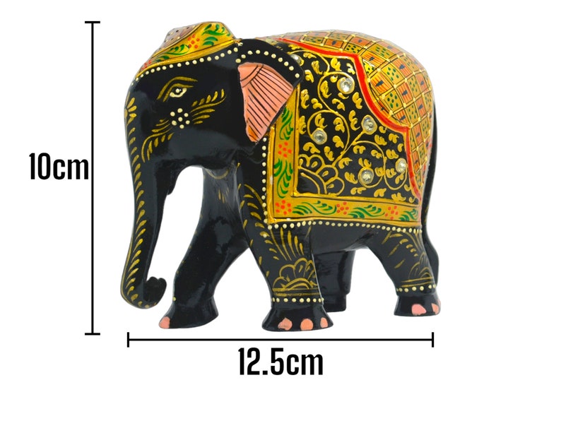 Painted Elephant Statue Showpiece Wooden Figurine Handcrafted for Home ...