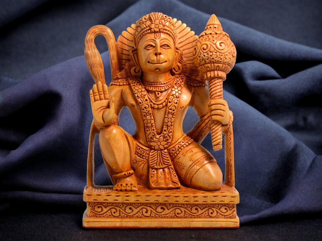 Lord Hanuman Showpiece Wooden Figurine Handcrafted for Home Office Desk ...