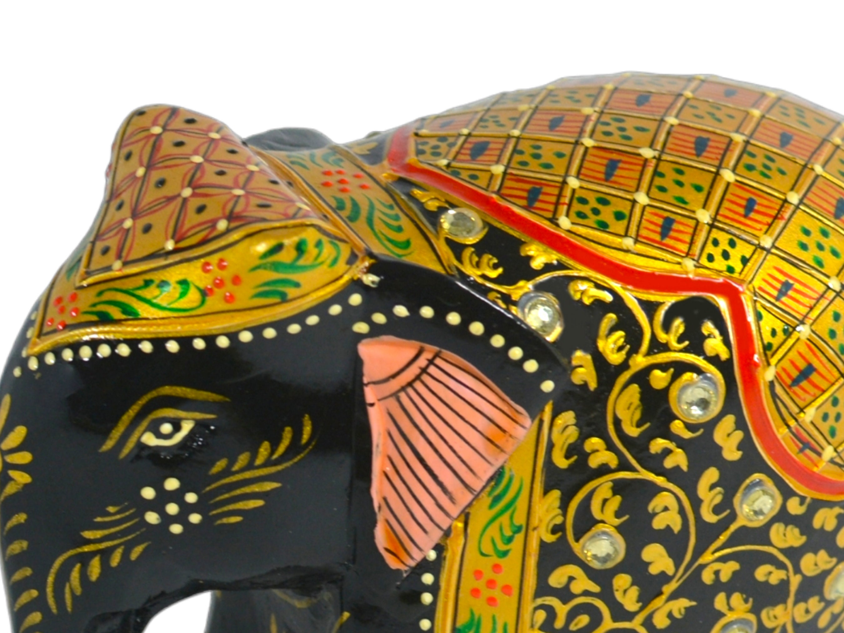 Painted Elephant Statue Showpiece Wooden Figurine Handcrafted for Home ...