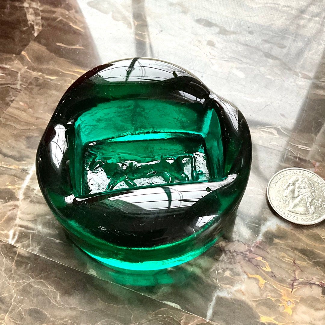 Vintage Kosta Boda Swedish Green Glass Paperweight Erik Hoglund - Etsy