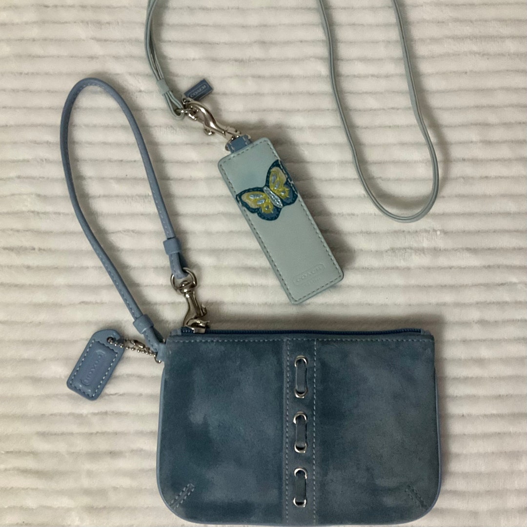 Vintage Coach Signature Womens Blue Suede Wallet and Blue Leather Ipod ...