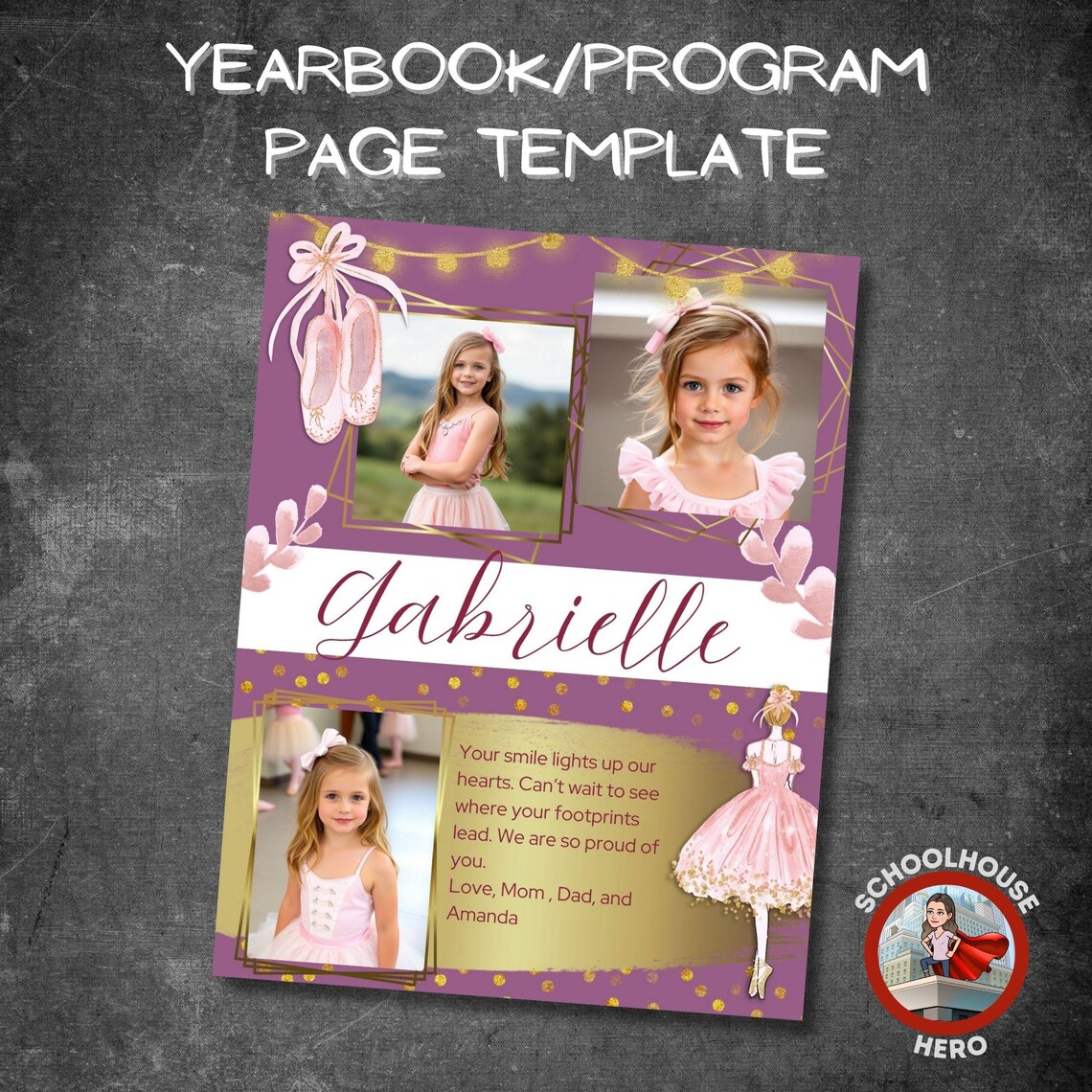 Dance Dedication Page Template: Editable Yearbook Ad (canva) - Etsy