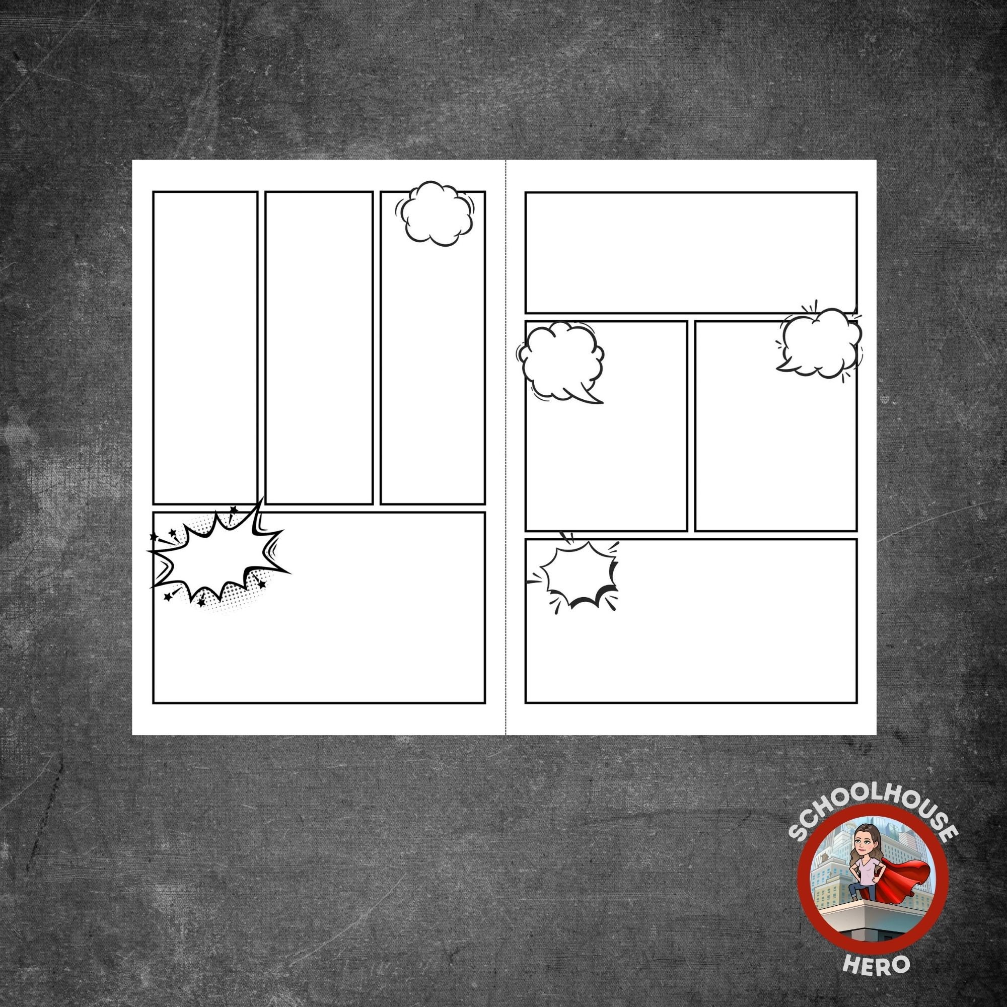 Printable Blank Comic Book Template, Comic Drawing Book, Printable ...