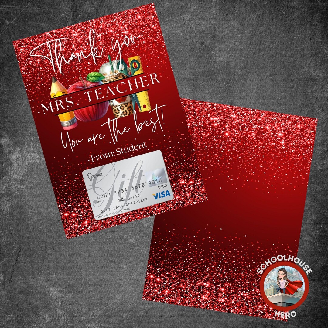 Teacher Thank You Card: Editable Gift Card Holder (digital Download) - Etsy