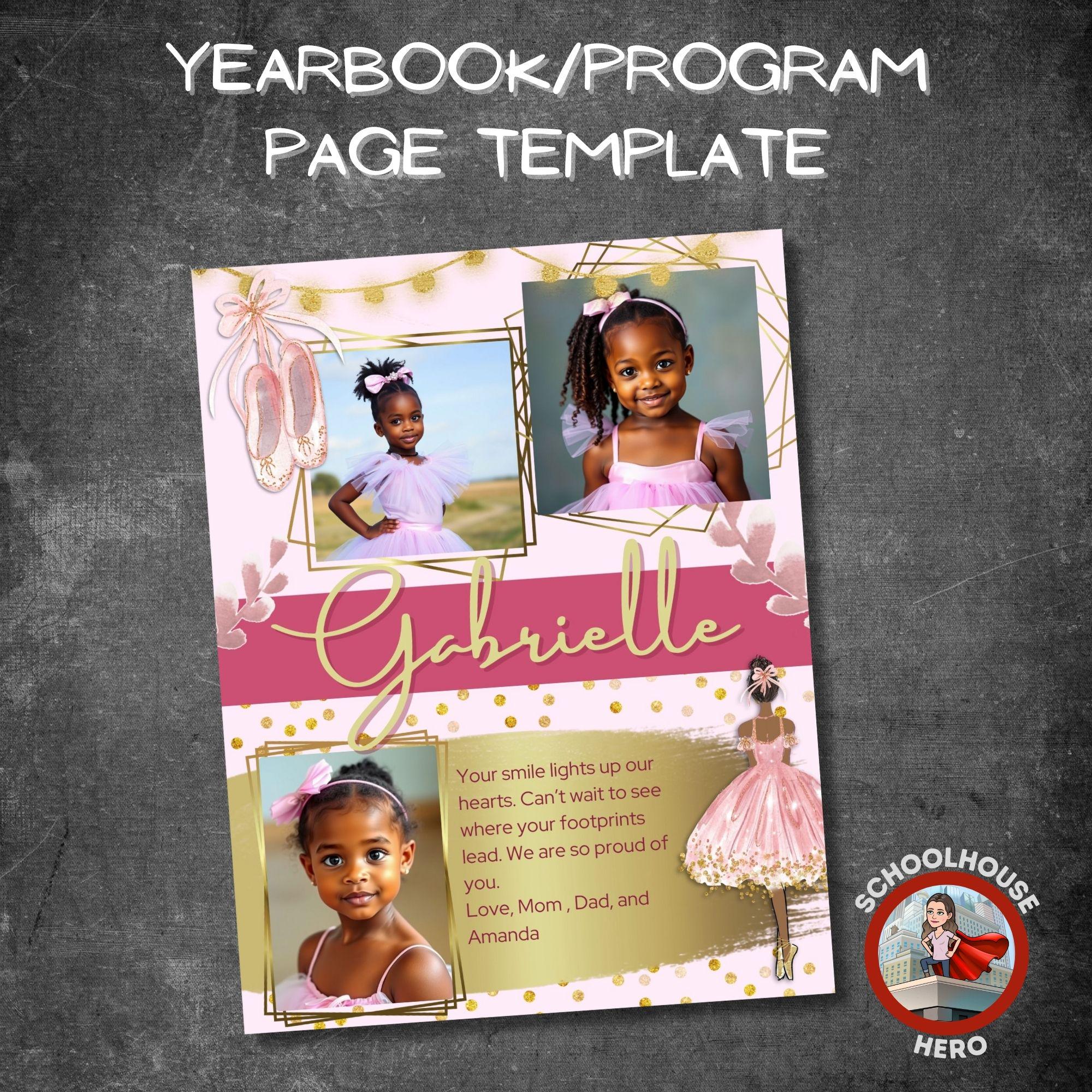 Dance Yearbook Dedication Page Template: Editable Canva Layout (digital ...