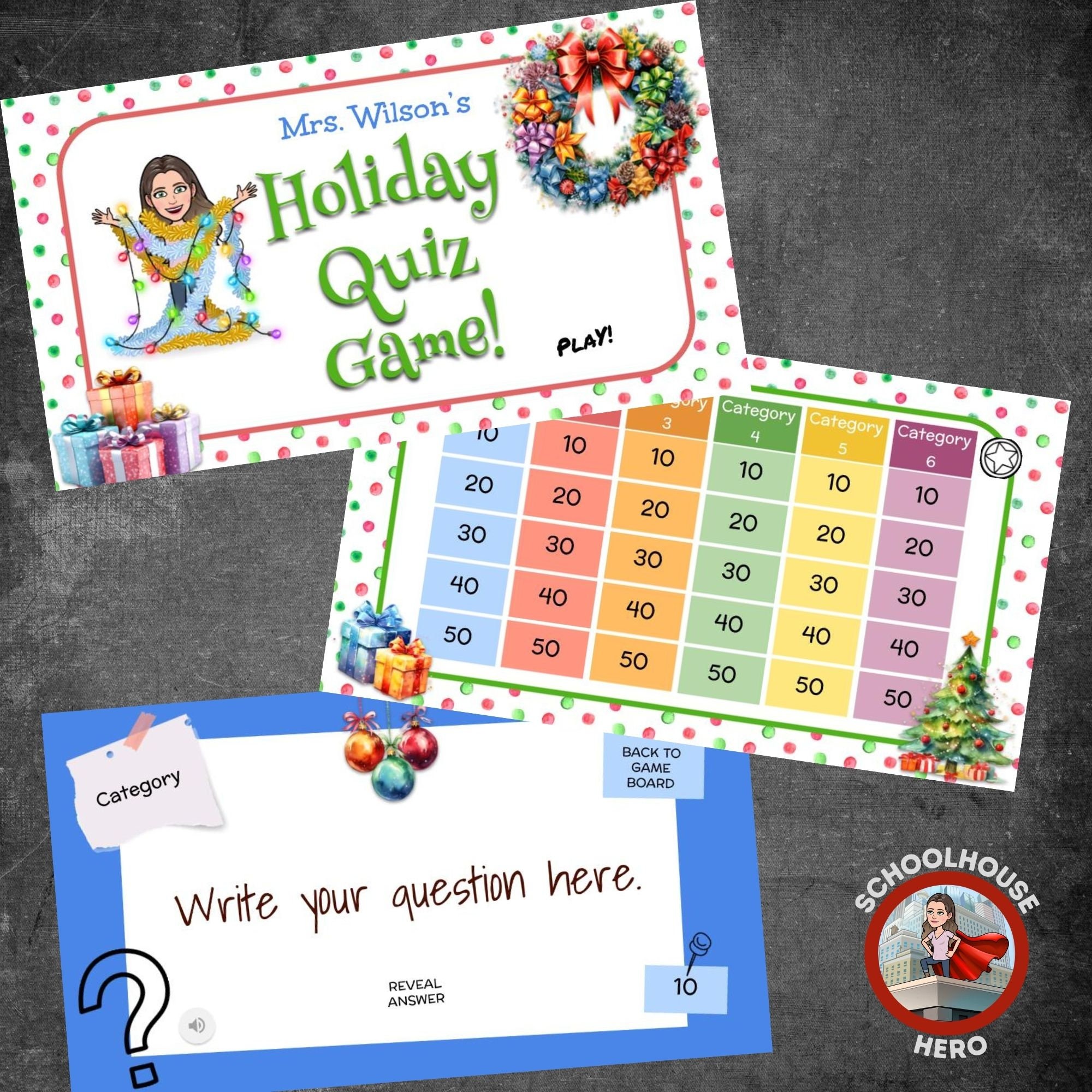 Editable Jeopardy Style Template Holiday Theme Google Slides Classroom ...