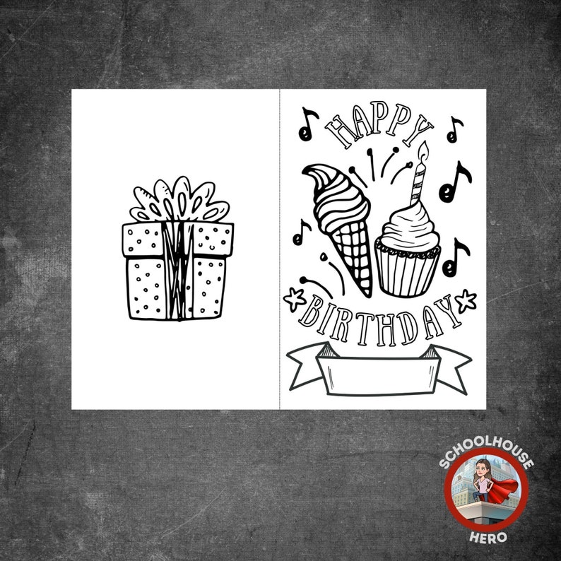 Happy Birthday Card Coloring Pages for Students, Birthday Card for ...