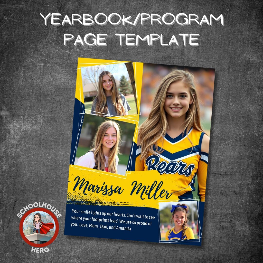 Senior Yearbook Ad Template, Editable Canva Template for Student ...