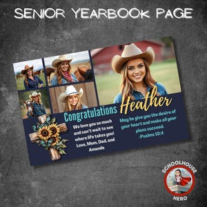 Senior Yearbook Ad Template - Cross and Sunflower Design - Half Page ...