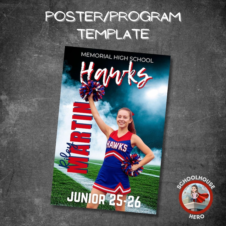 Cheerleading Poster Template – Editable Canva Team Program for Athlete ...