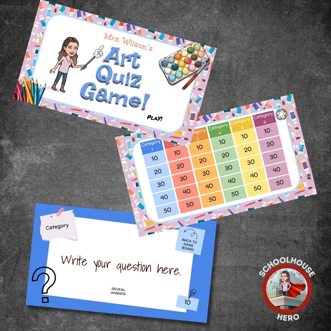 Editable Quiz Game Jeopardy Style Template, Art Theme Google Slides and ...