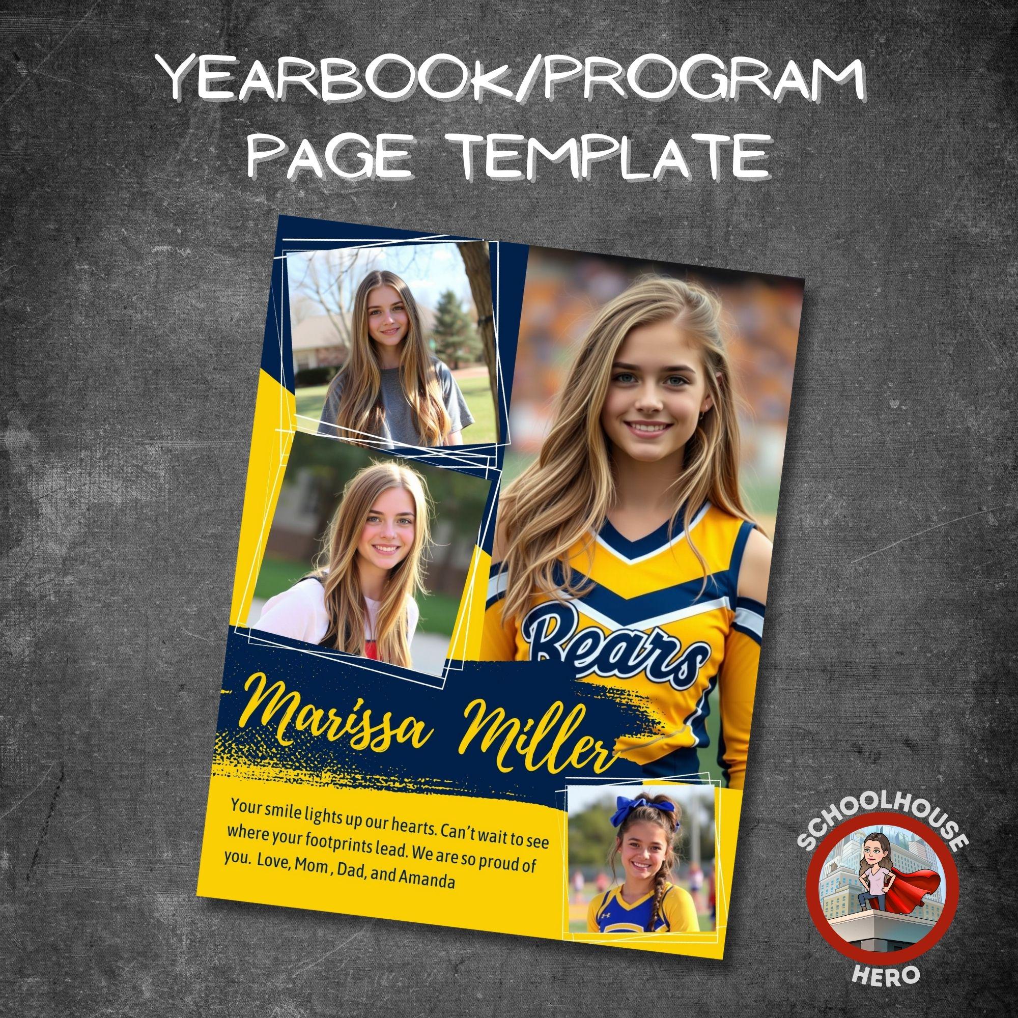 Senior Yearbook Ad Template, Editable Canva Template for Student ...