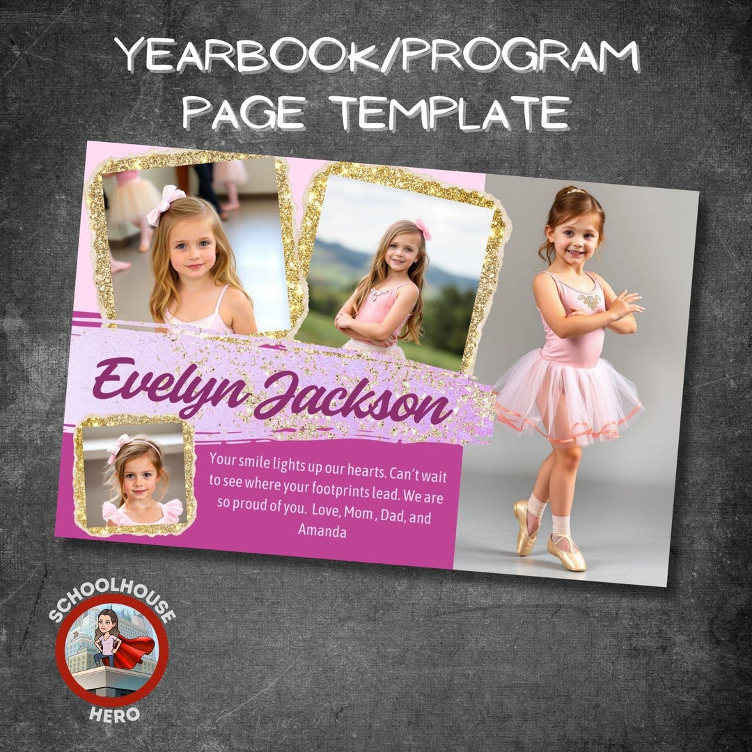 Editable Canva Tribute Page – Half Page Yearbook, Dance, or Pageant Ad ...