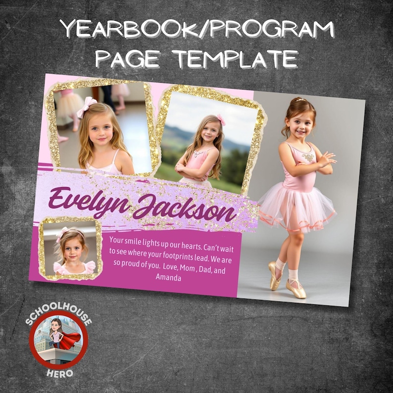 Editable Canva Tribute Page – Half Page Yearbook, Dance, or Pageant Ad ...