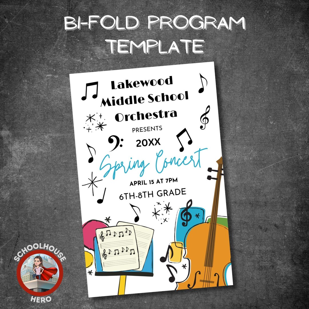 Orchestra Concert Program Template: Editable Canva Design (8.5x11 ...