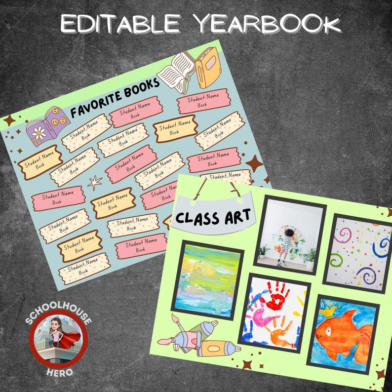Editable Elementary Yearbook Template: Canva End-of-year Memory Book ...