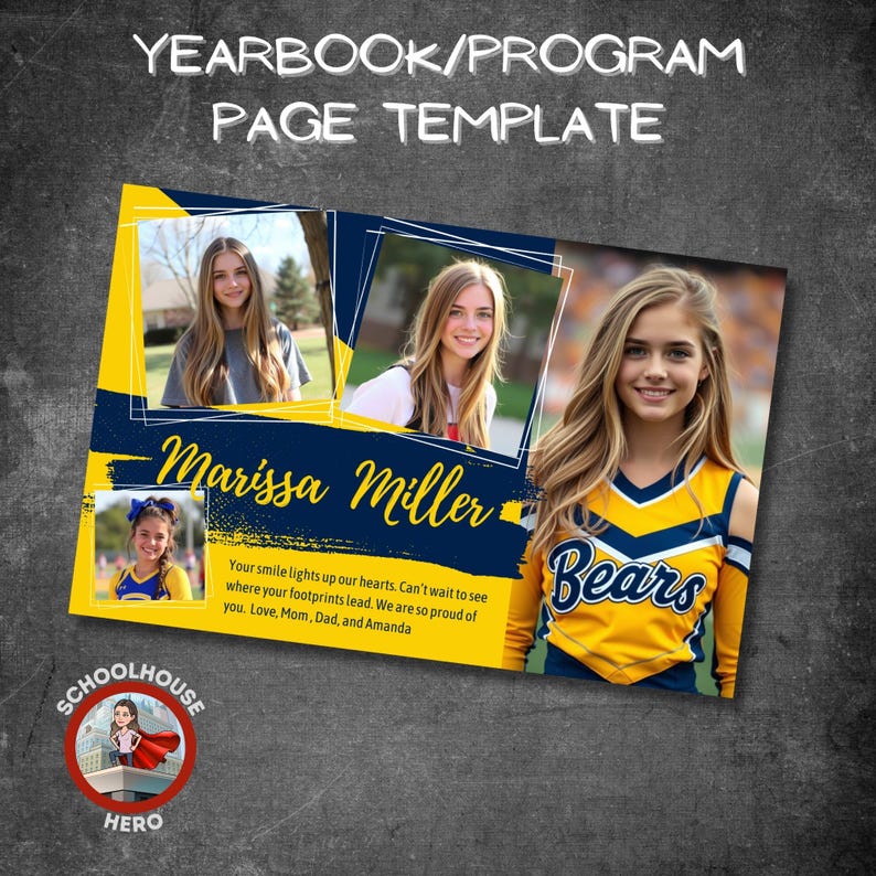 Editable Yearbook Ad Template: Canva Senior Tribute, School Colors ...
