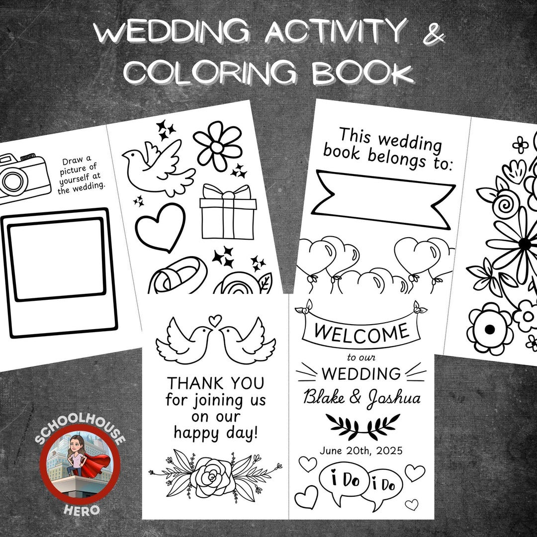 Personalized Wedding Activity Book - Printable Wedding Coloring Booklet ...