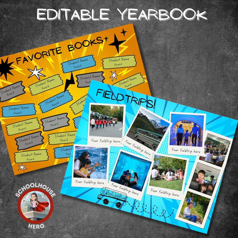 Comic Book Yearbook Template: Editable Elementary School Keepsake ...