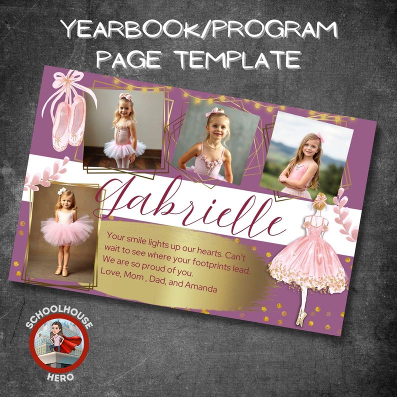 Ballet Yearbook Dedication Template: Dance Program Photo Tribute (canva ...
