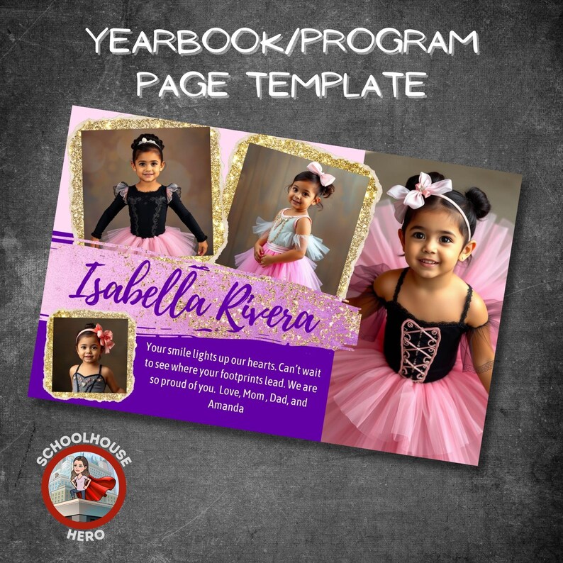 Editable Canva Tribute Page – Half Page Yearbook, Dance, or Pageant Ad ...