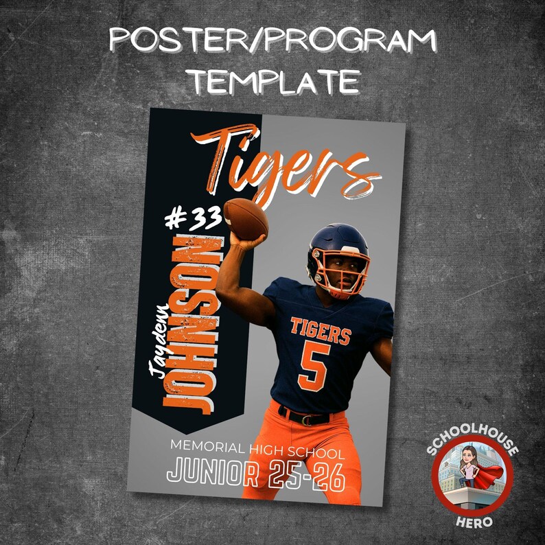 Editable Senior Football Poster: Athlete Spotlight Canva Template ...