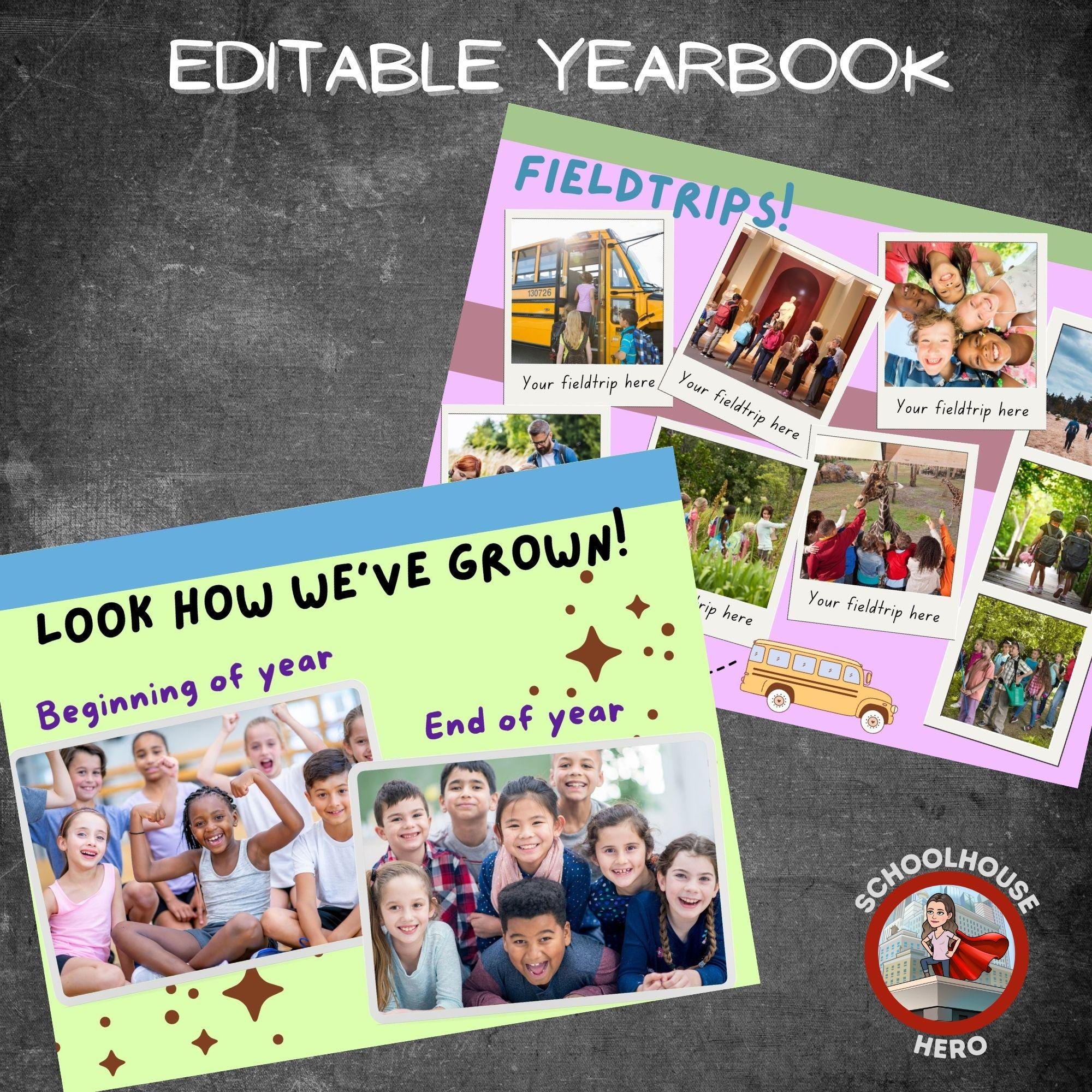 Editable Elementary Yearbook Template: Canva End-of-year Memory Book ...