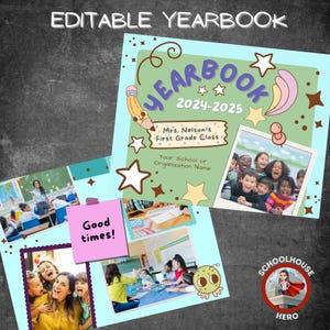 Editable Elementary Yearbook Template: Canva End-of-year Memory Book ...