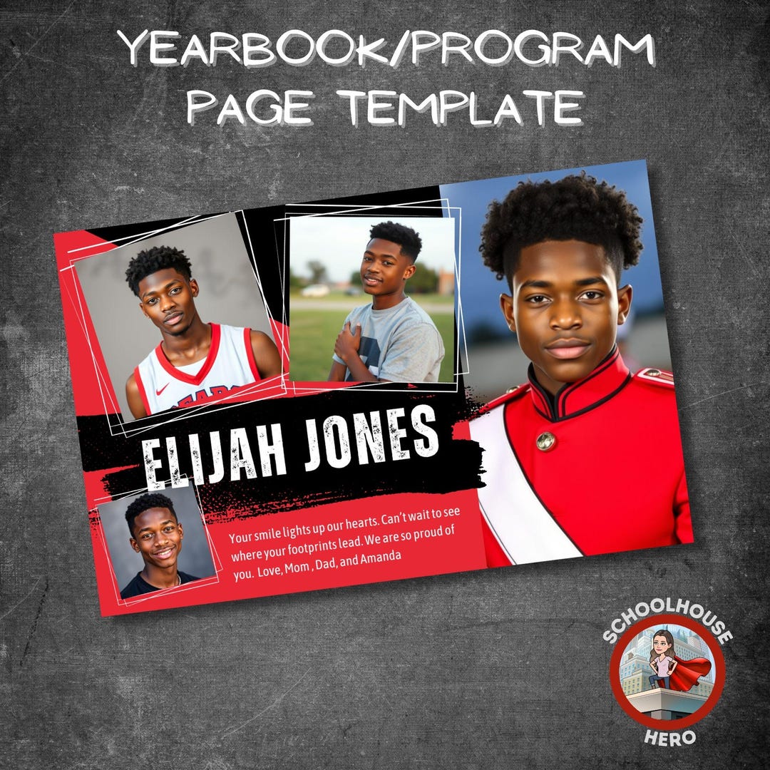 Editable Yearbook Ad Template: Canva Senior Tribute, School Colors ...